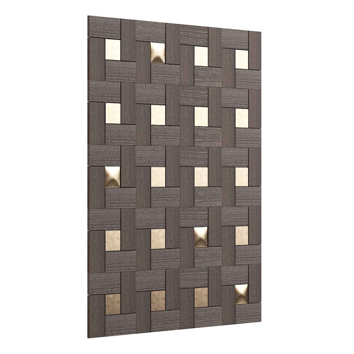 Wood and Bronze Wall Panel - 3D Model by cgaxis