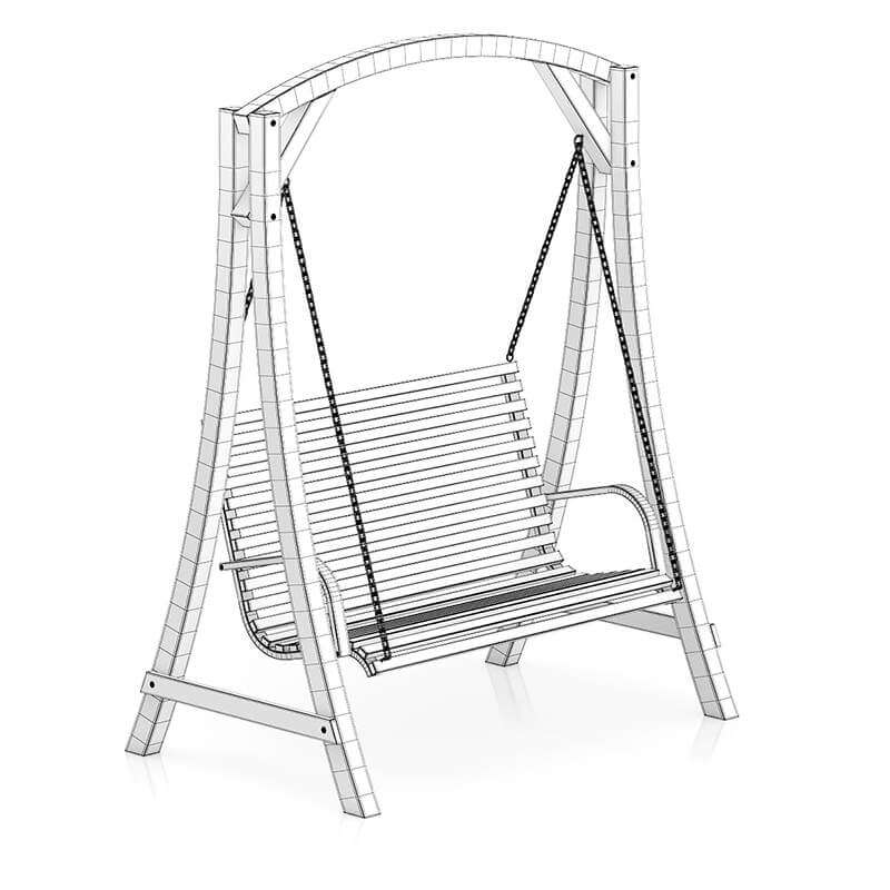 Wooden Bench Swing - 3D Model by cgaxis