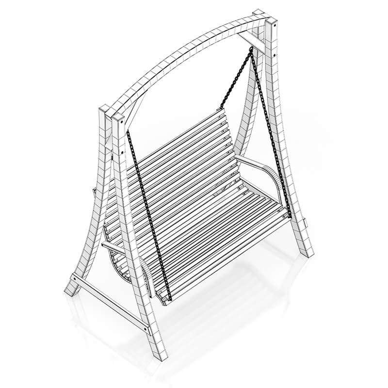 Wooden Bench Swing - 3D Model by cgaxis