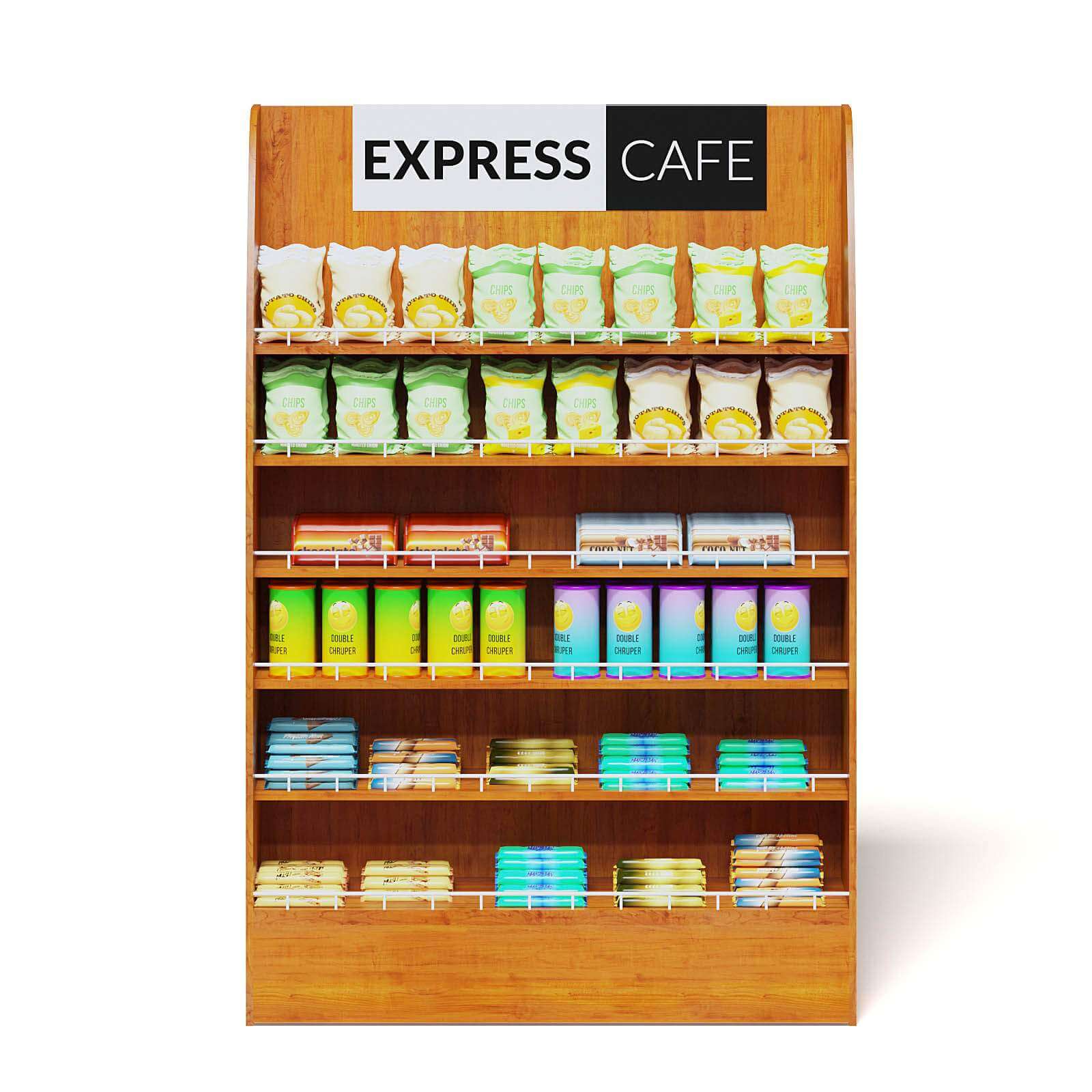 Wooden Market Shelf - 3D Model by cgaxis