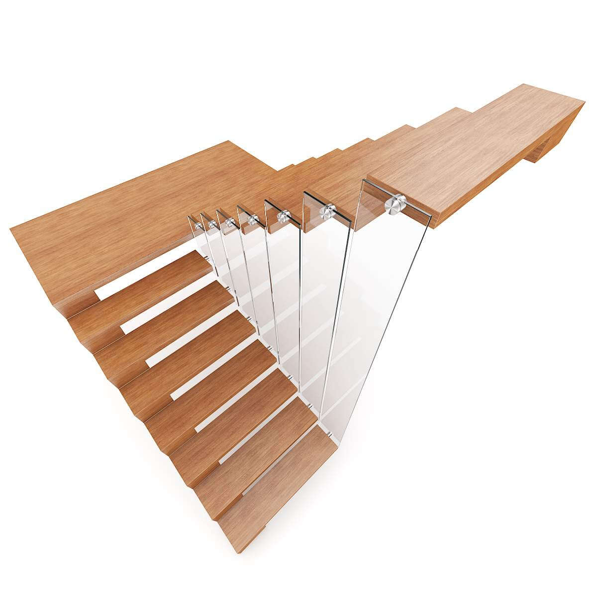 Wooden Stairs 2 - 3D Model by cgaxis