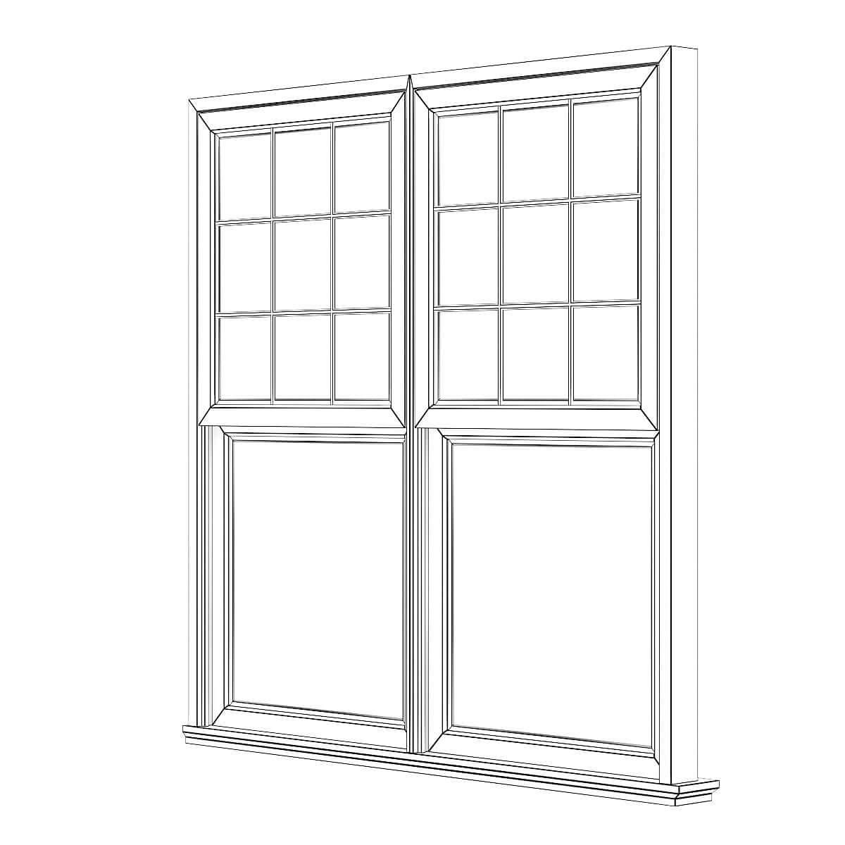 Wooden Window (143.5 x 140 cm) - 3D Model by cgaxis