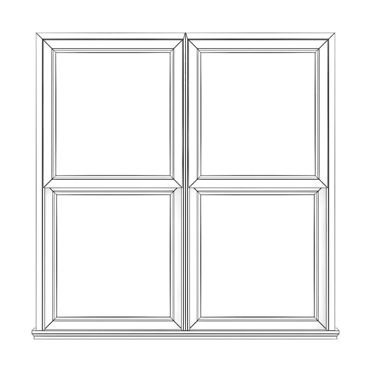 Wooden Window (143.5 x 140 cm) - 3D Model by cgaxis