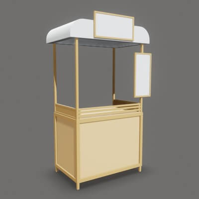 Street Market Wooden Stand - 3D Model by CGBee