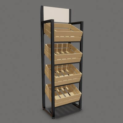 Wooden Boxes Display Rack - 3D Model by CGBee
