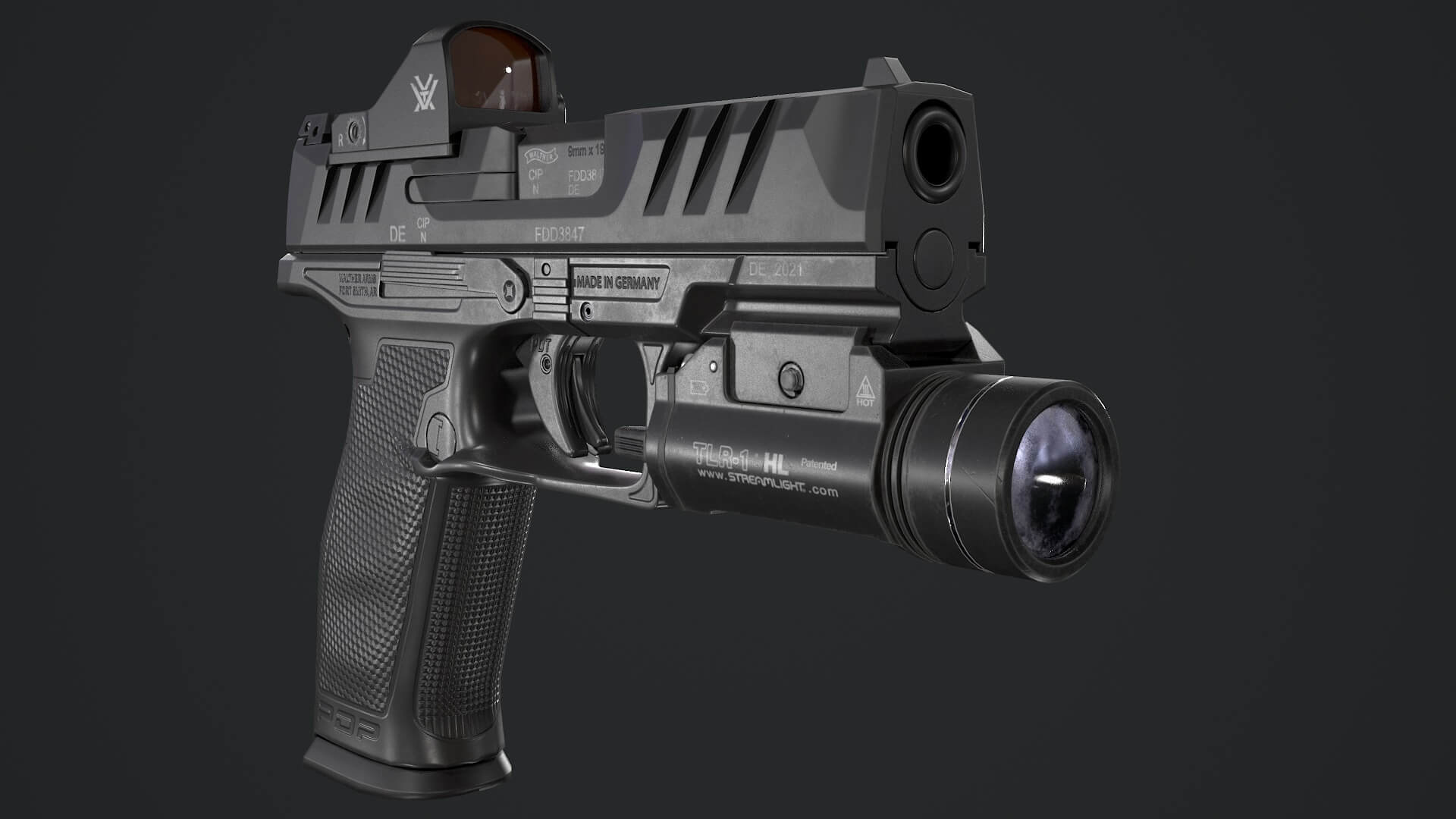 Walther PDP Fullsize with attachments - 3D Model by CGgears