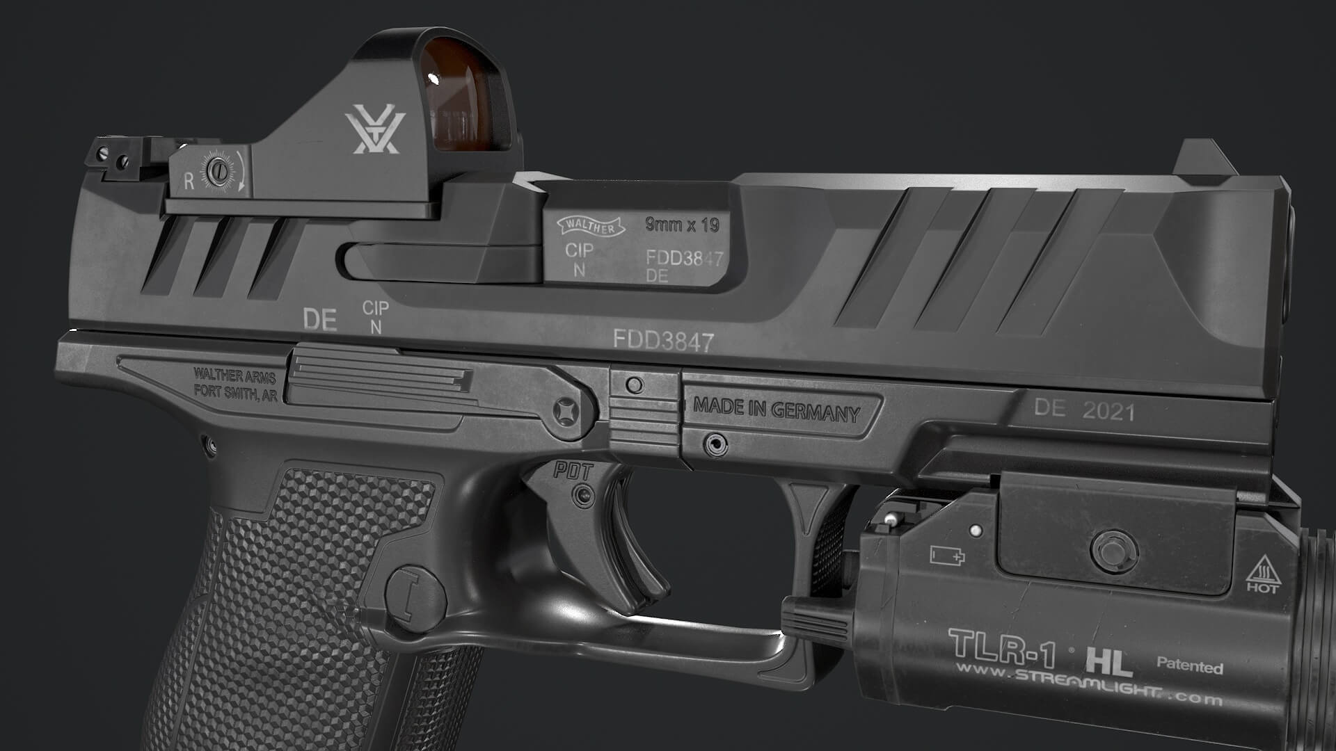 Walther PDP Fullsize with attachments - 3D Model by CGgears