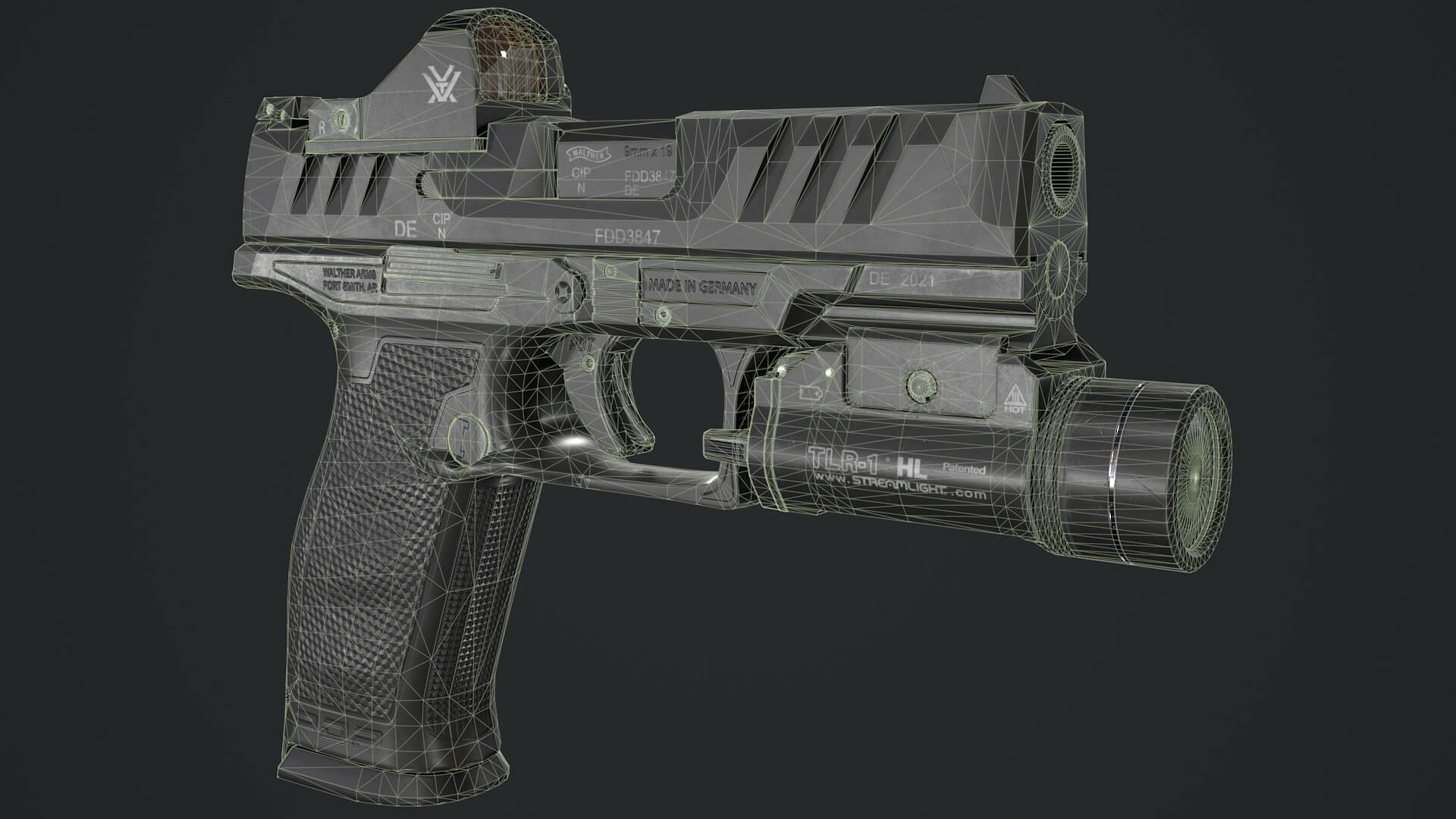 Walther PDP Fullsize with attachments - 3D Model by CGgears