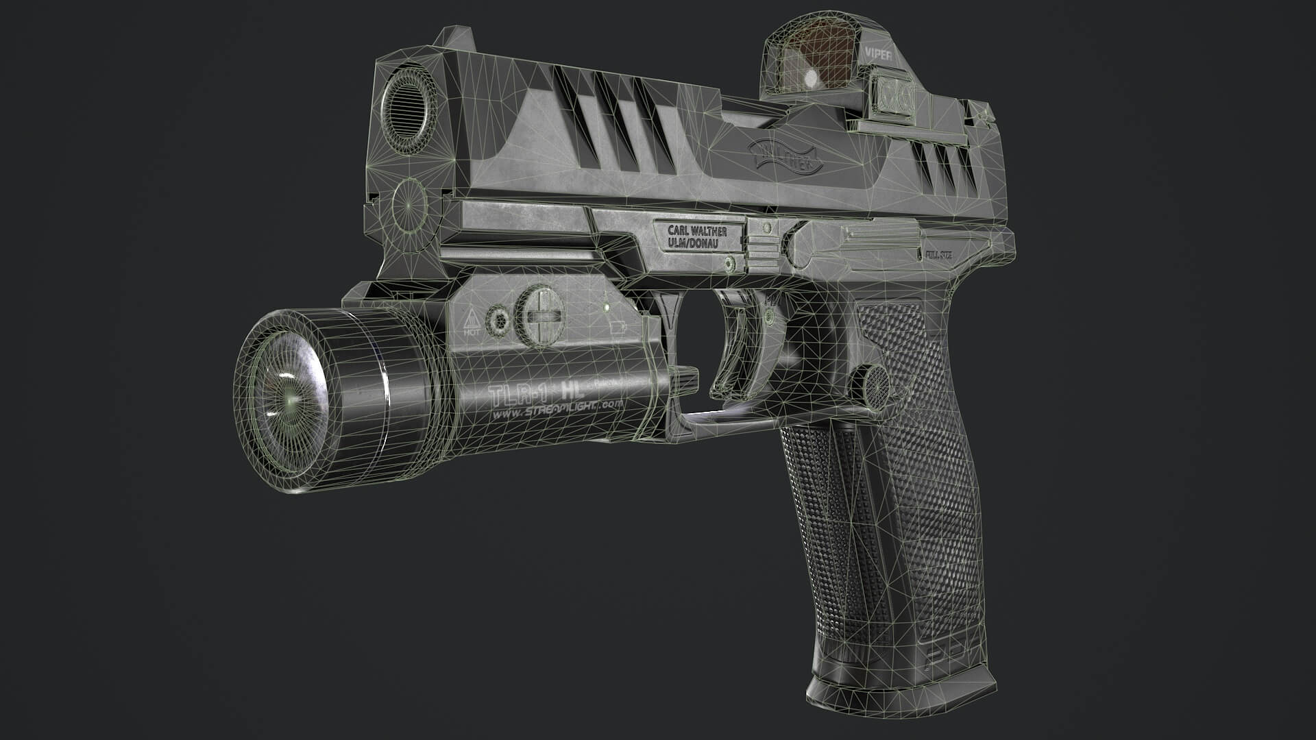 Walther PDP Fullsize with attachments - 3D Model by CGgears