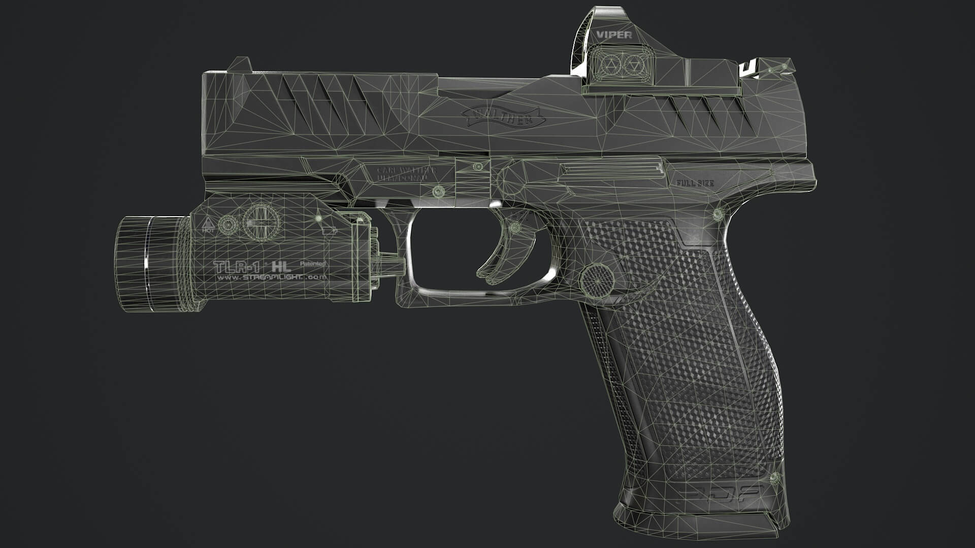Walther PDP Fullsize with attachments - 3D Model by CGgears