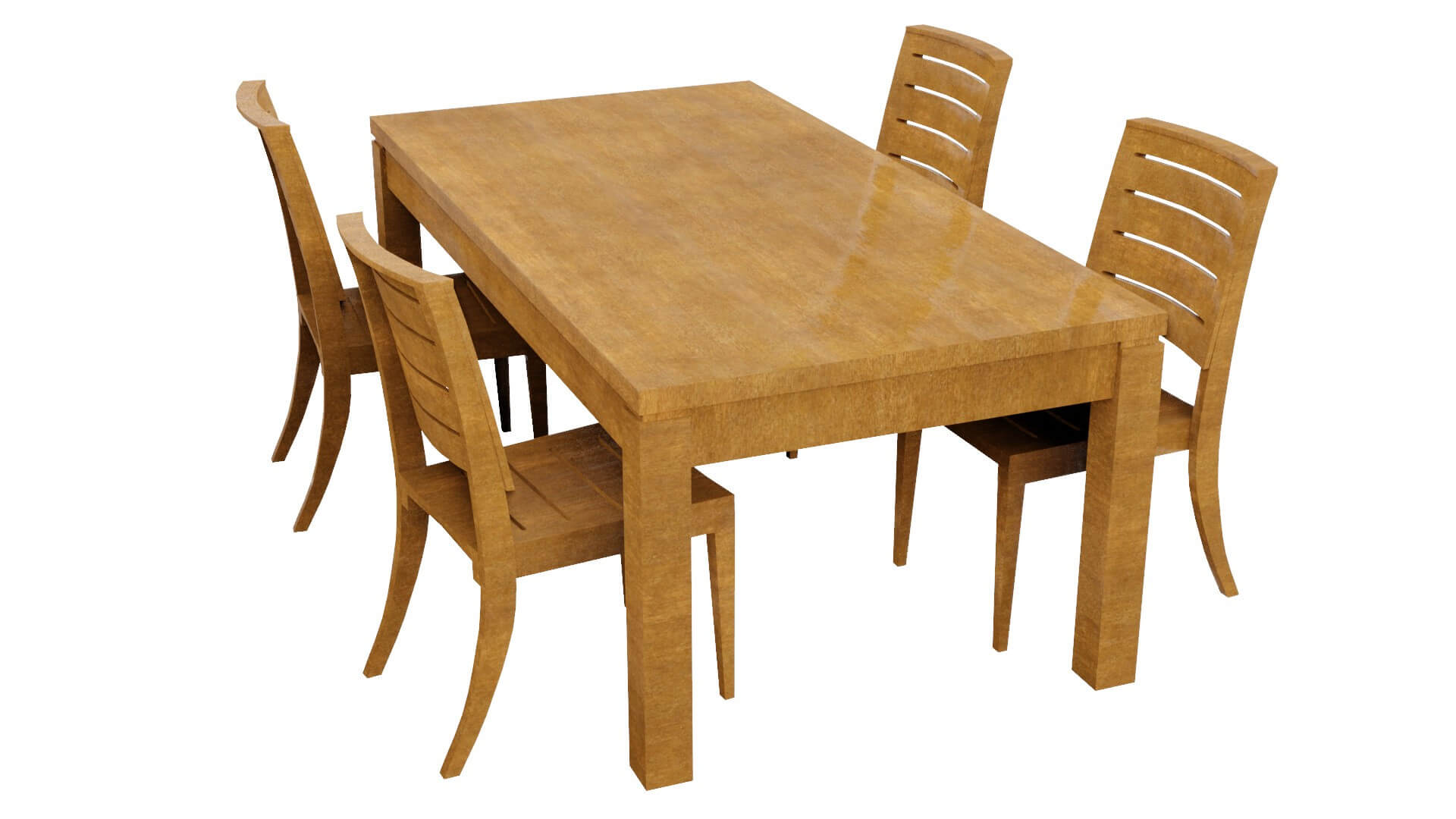 Wooden Table & Chairs - 3D Model by CGHawk