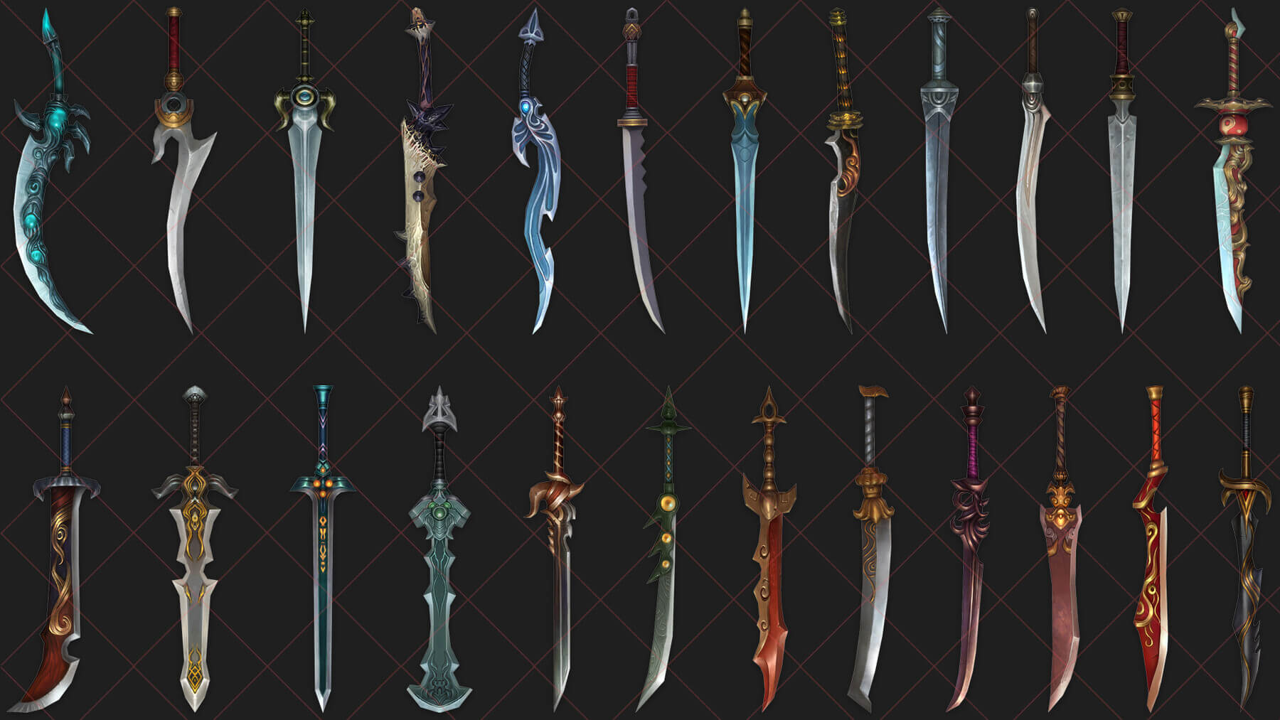 100 Fantasy Battle Sword 2D Game Asset by cghriggs