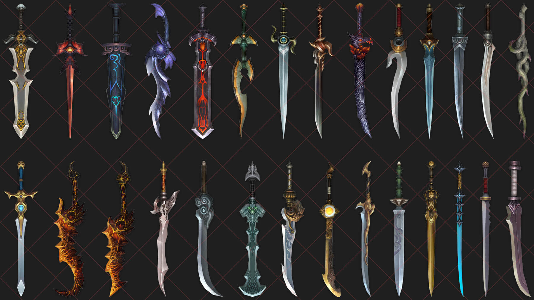 100 Fantasy Battle Sword 2D Game Asset by cghriggs