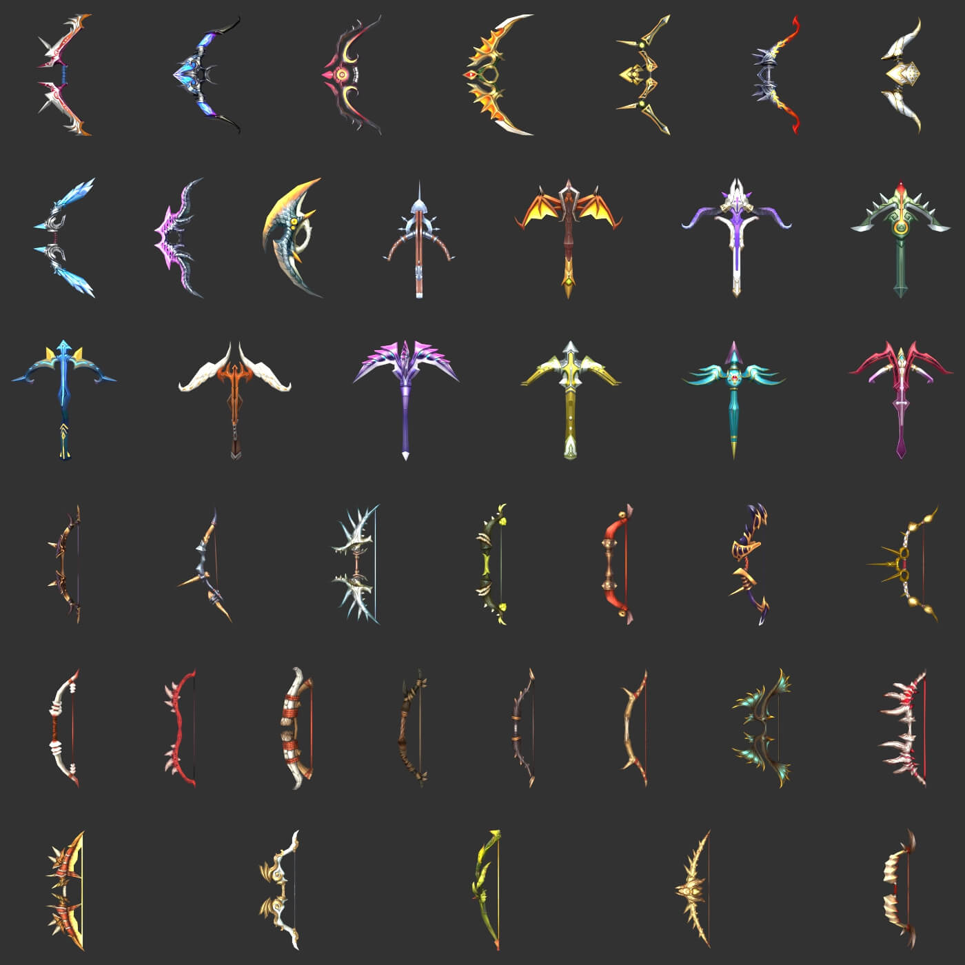 40 Fantasy Battle Bow Collection - 3D Model by cghriggs