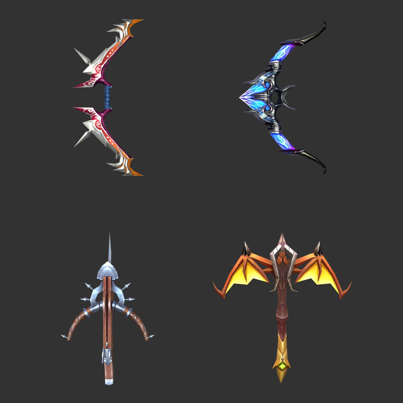 40 Fantasy Battle Bow Collection - 3D Model by cghriggs