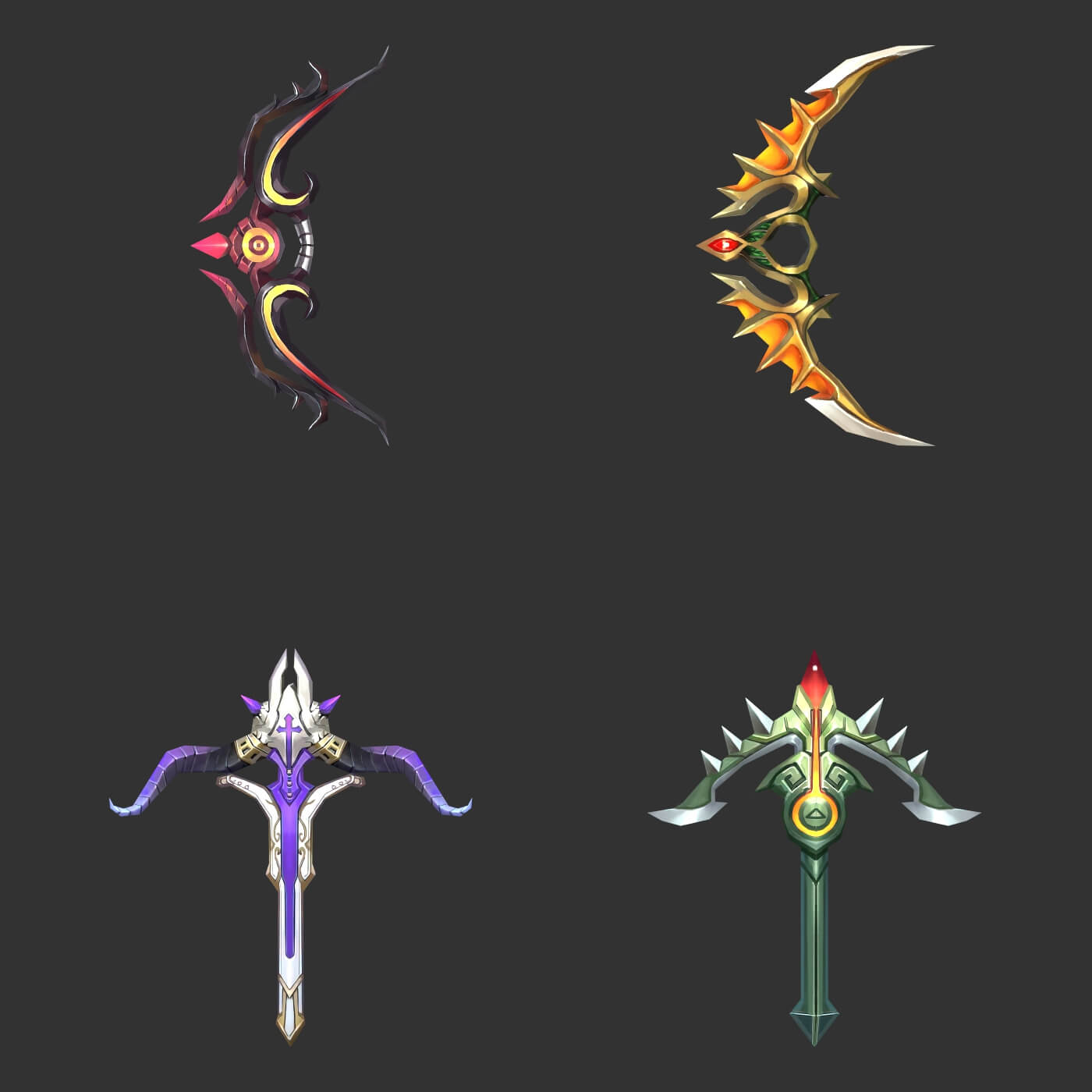 40 Fantasy Battle Bow Collection - 3D Model by cghriggs