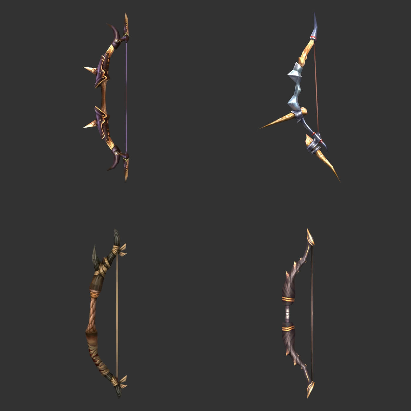 40 Fantasy Battle Bow Collection - 3D Model by cghriggs
