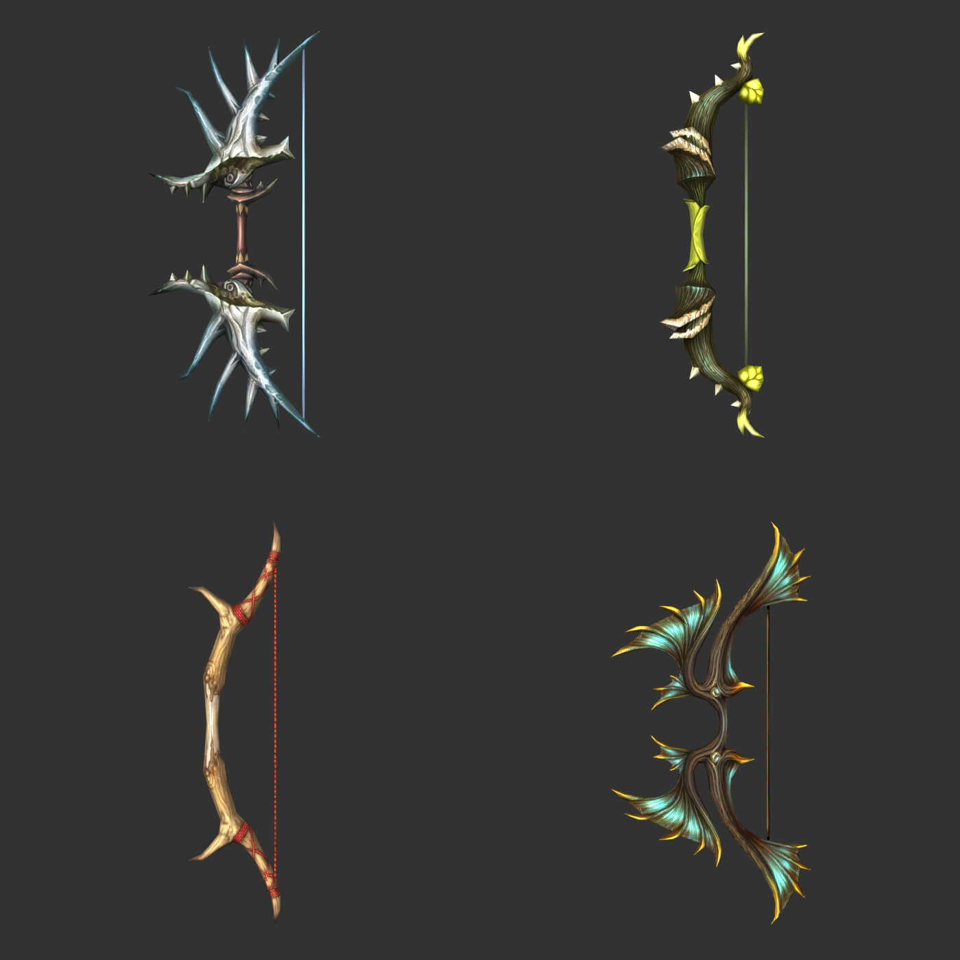 40 Fantasy Battle Bow Collection - 3D Model by cghriggs