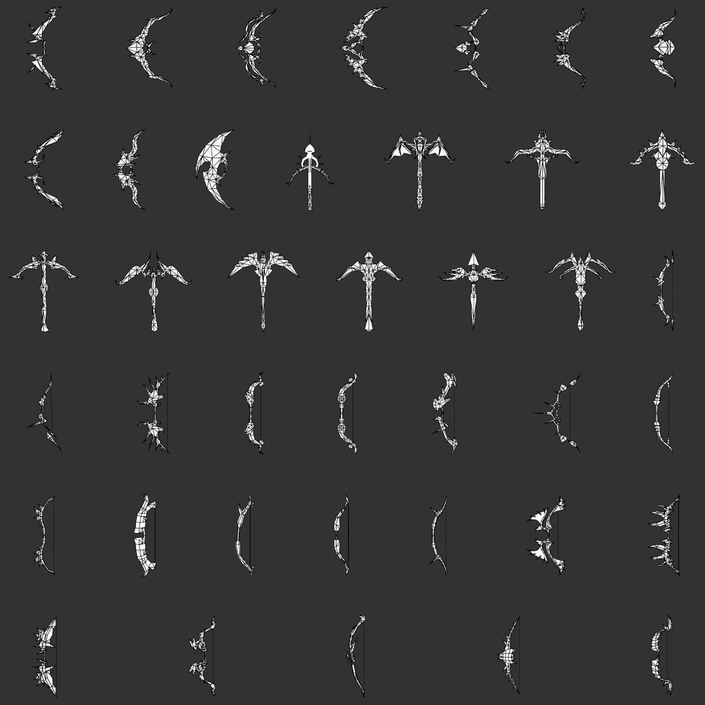 40 Fantasy Battle Bow Collection - 3D Model by cghriggs