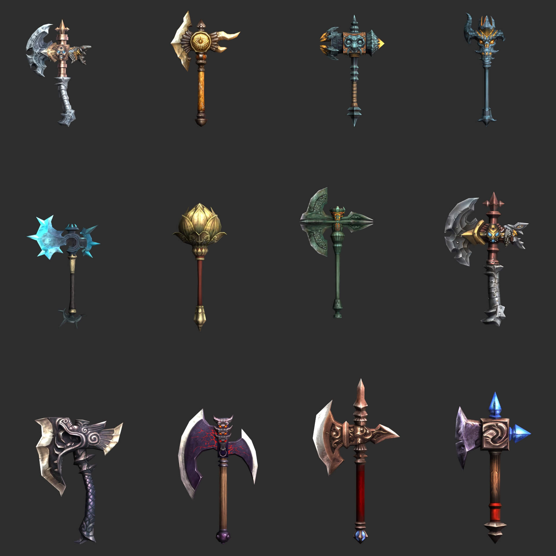 Fantasy Ax Collection - 3D Model by cghriggs