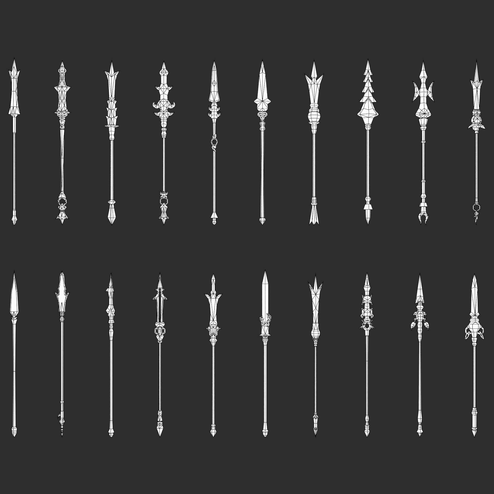 Fantasy Spear Collection - 3D Model by cghriggs
