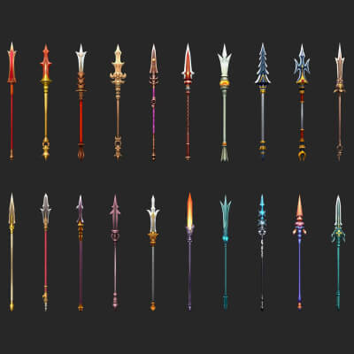 Fantasy Spear Collection - 3D Model by cghriggs