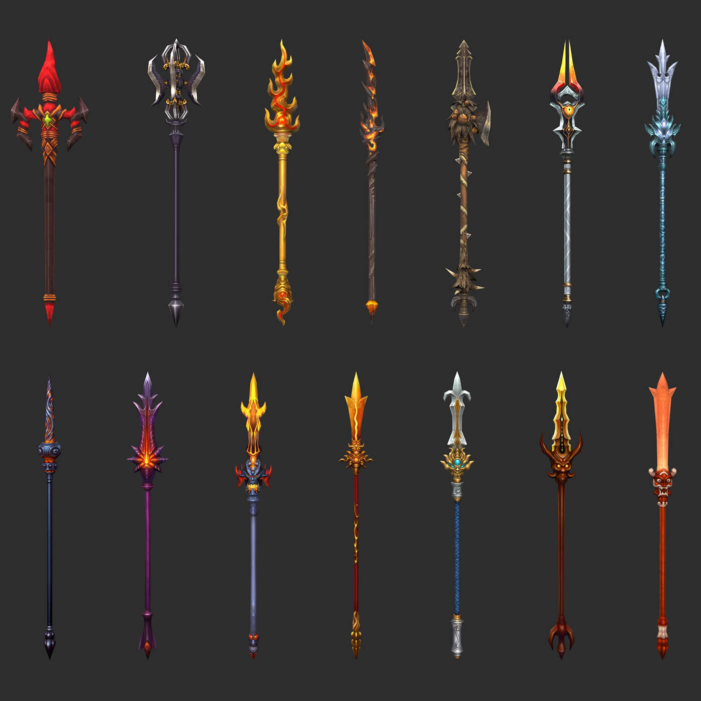 Fantasy Spear Weapon Pack - 3D Model by cghriggs