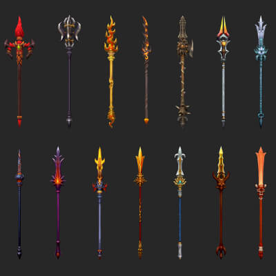 Fantasy Spear Weapon Pack - 3D Model by cghriggs
