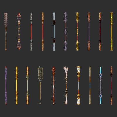 Fantasy Wand Weapon Collection - 3D Model by cghriggs