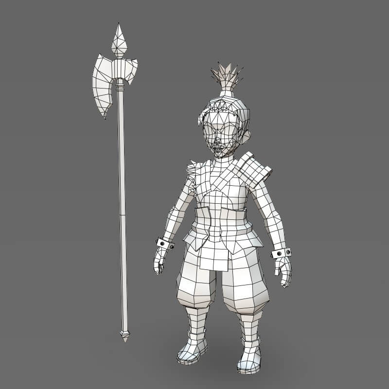 Warrior Cartoon Character - 3D Model by cghriggs