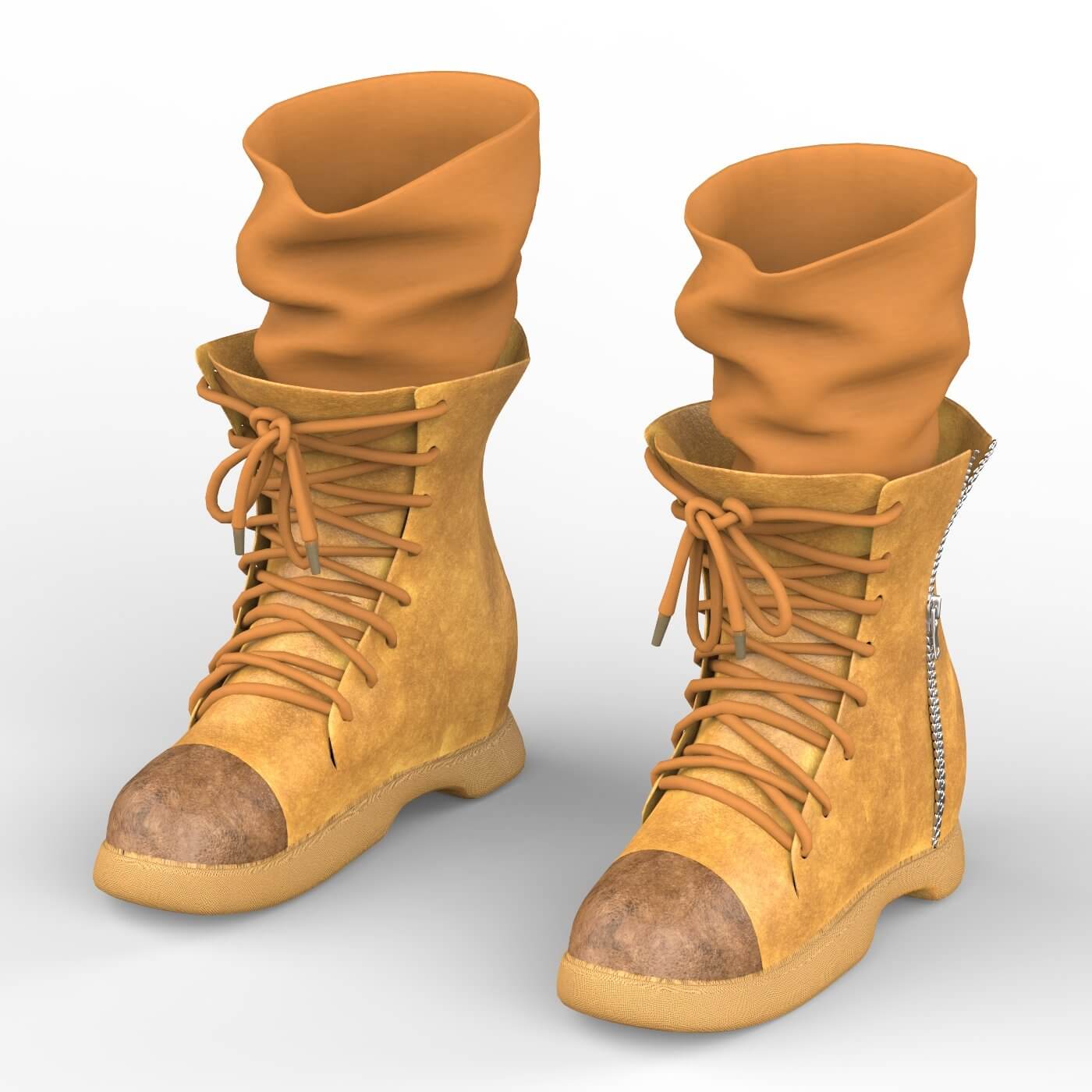 Leather Boot With Socks - 3D Model by CGHub