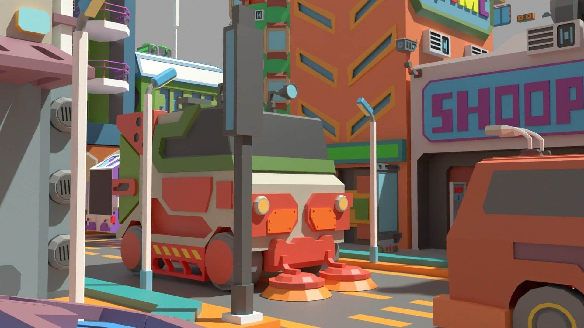 Sci-Fi Low Poly Cartoon City 3D Model by CGMANO