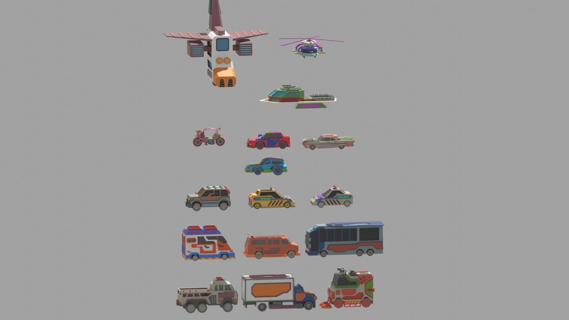 Sci-Fi Low Poly Cartoon City 3D Model by CGMANO