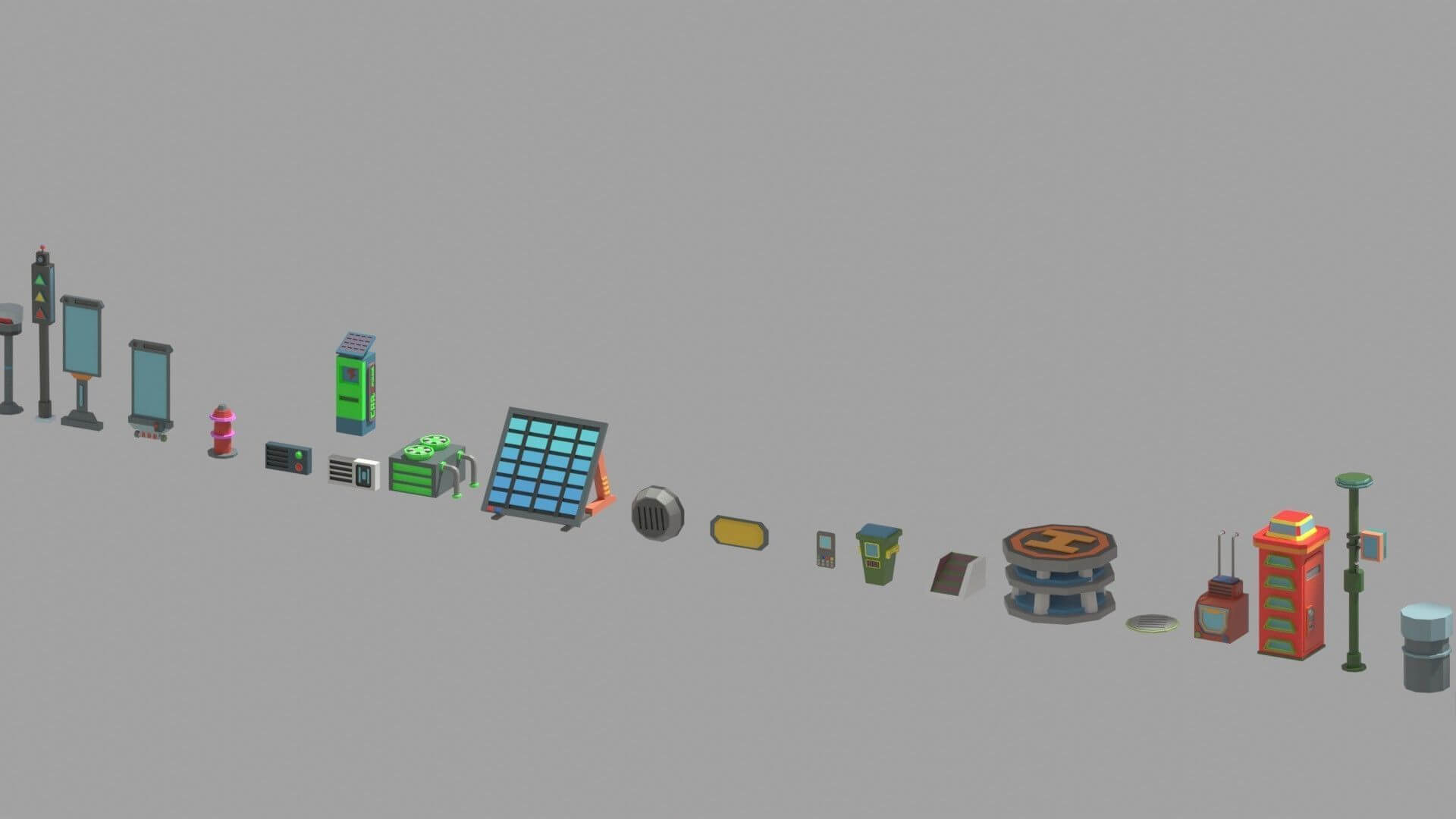 Sci-Fi Low Poly Cartoon City 3D Model by CGMANO