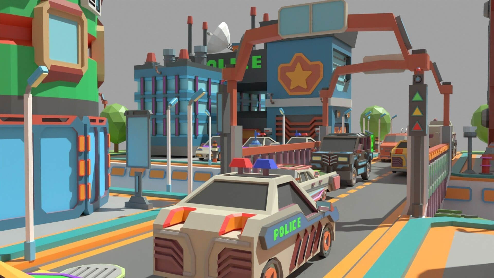 Sci-Fi Low Poly Cartoon City 3D Model by CGMANO