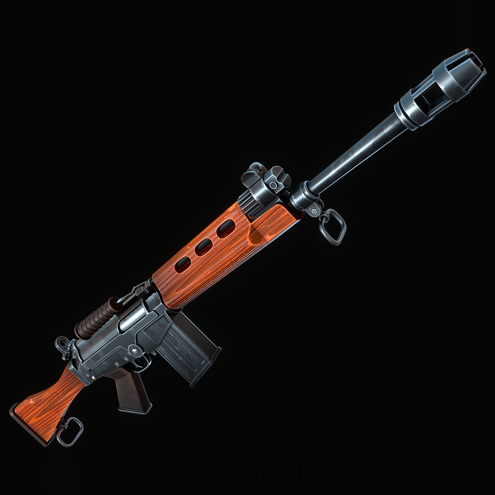 Stylized Assault Rifle 3D Render, Digital Art by CGnewbie
