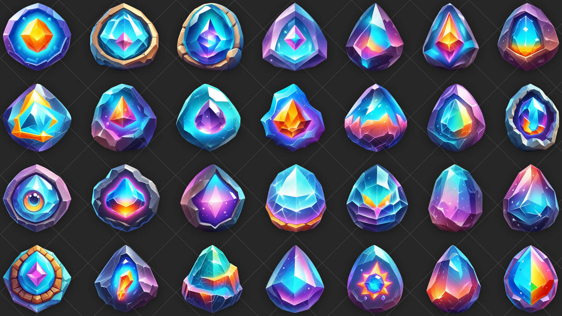 100 Fantasy Magical Gem Stone Game Asset by cgsea