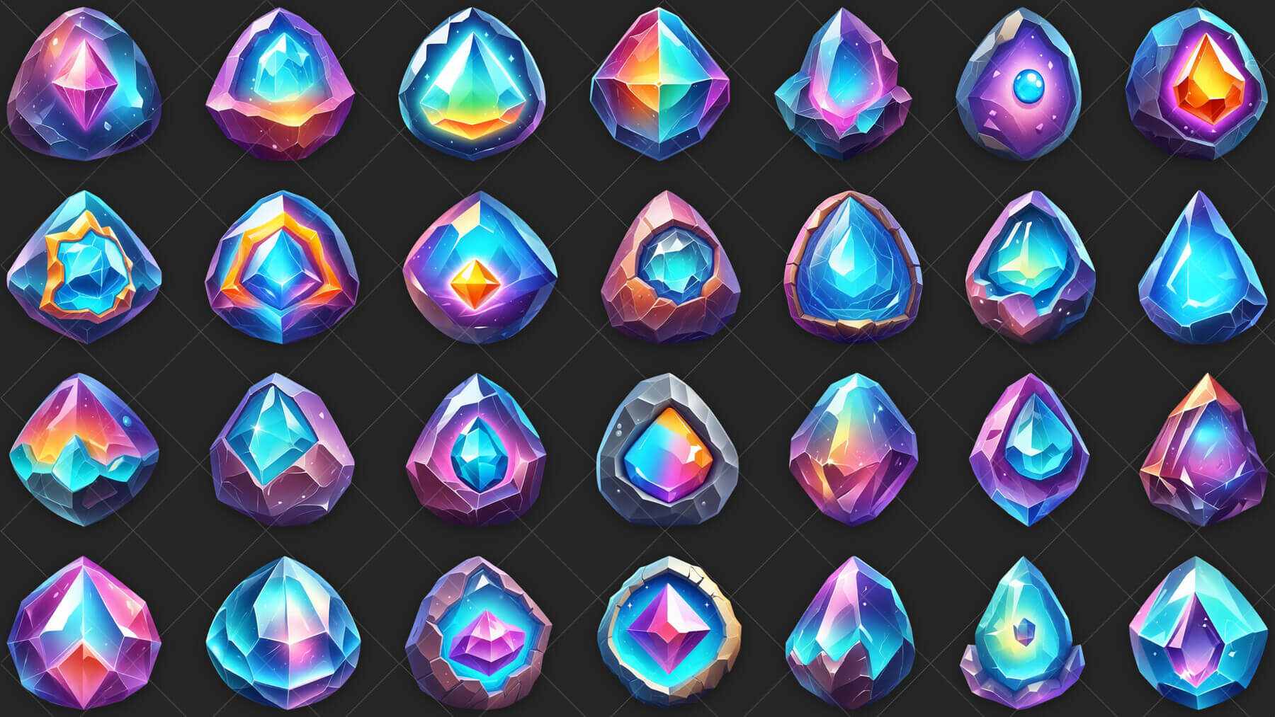 100 Fantasy Magical Gem Stone Game Asset by cgsea