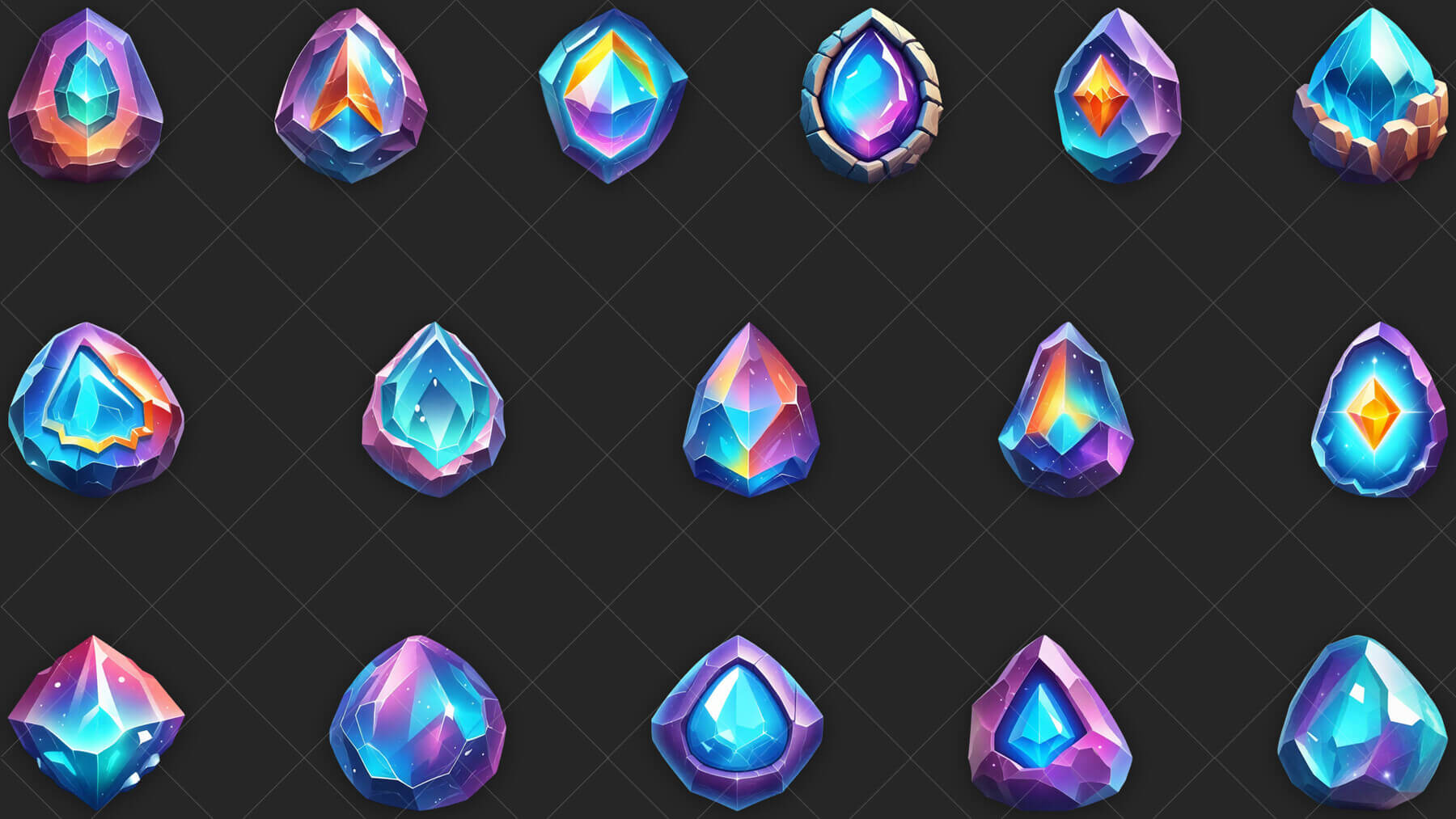 100 Fantasy Magical Gem Stone Game Asset by cgsea