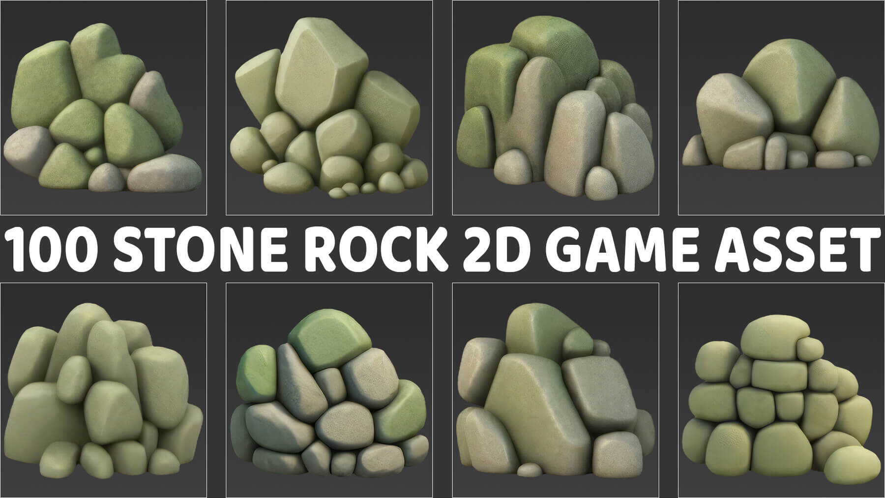 100 Stone Rock 2D Game Asset by cgsea