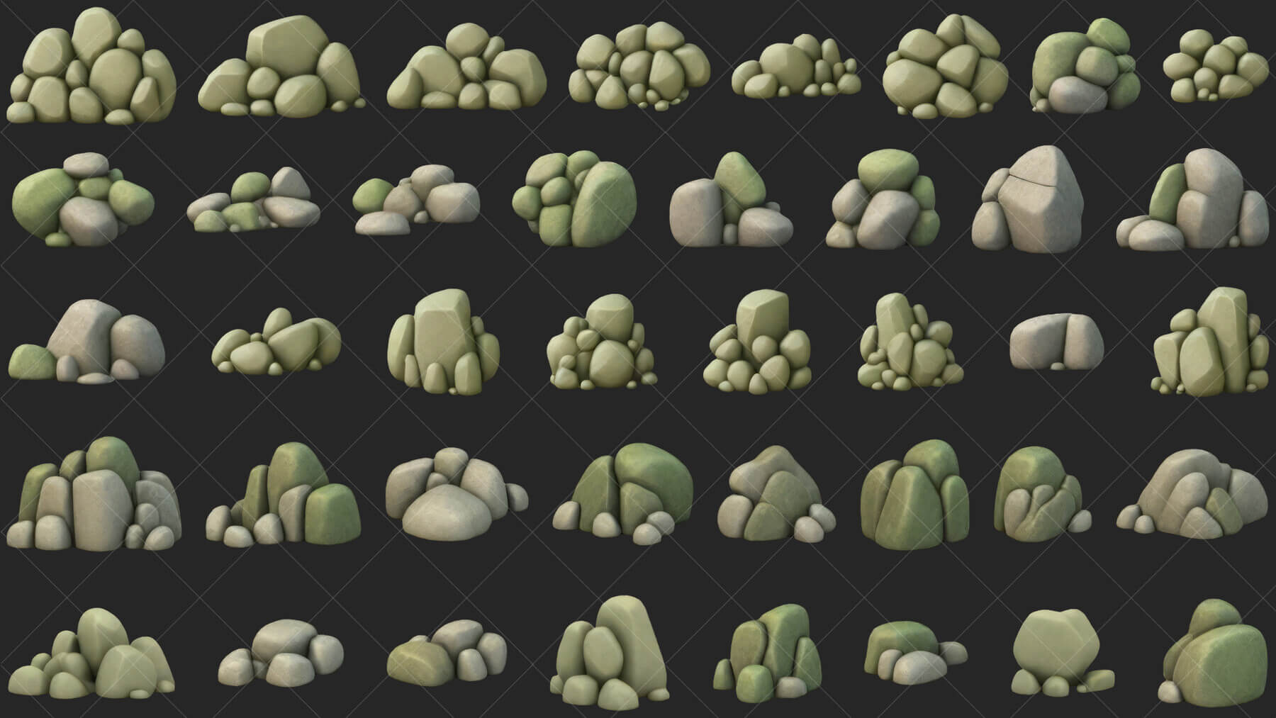 100 Stone Rock 2D Game Asset by cgsea