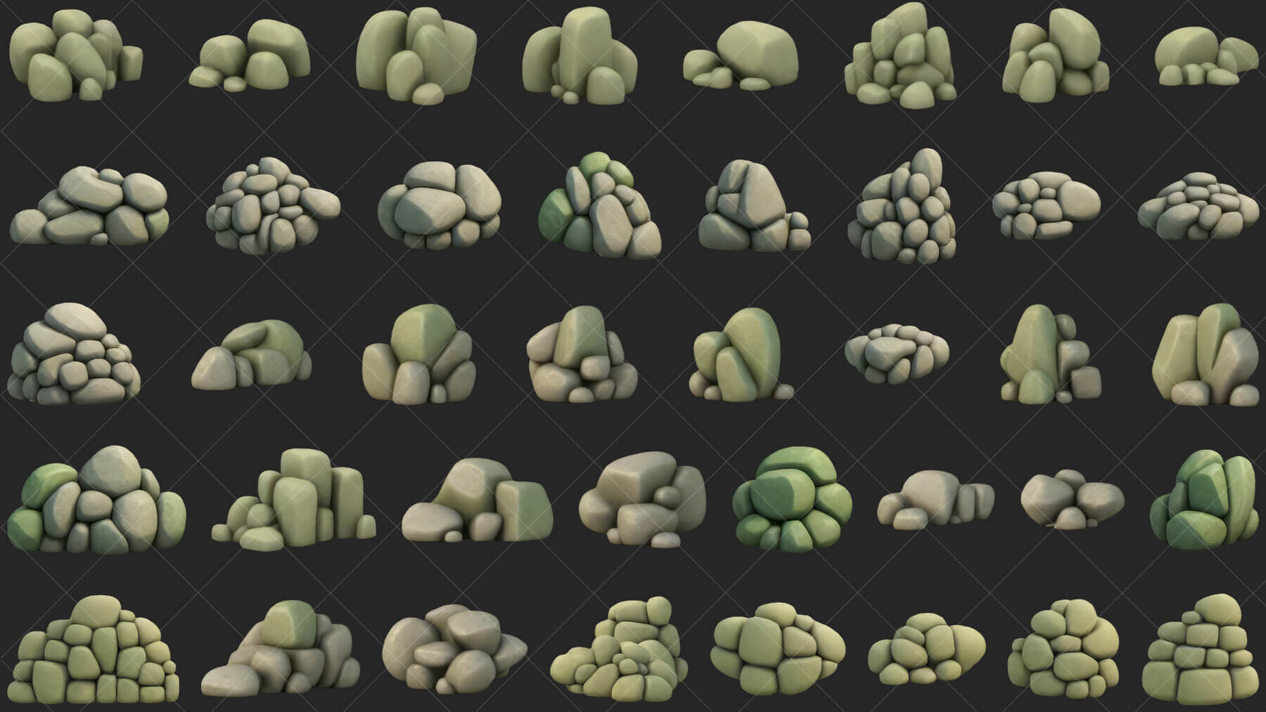 100 Stone Rock 2D Game Asset by cgsea