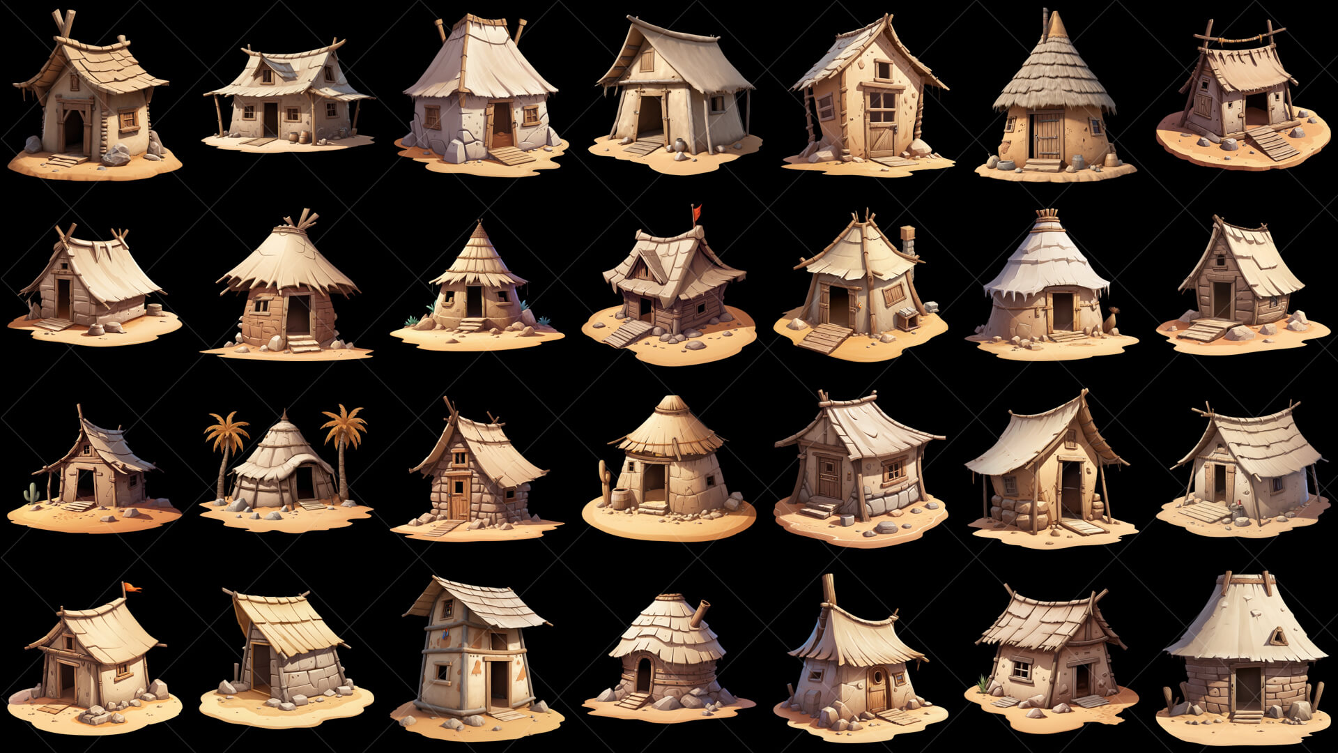 100 Transparent Fantasy Desert Hut 2D Game Asset by cgsea