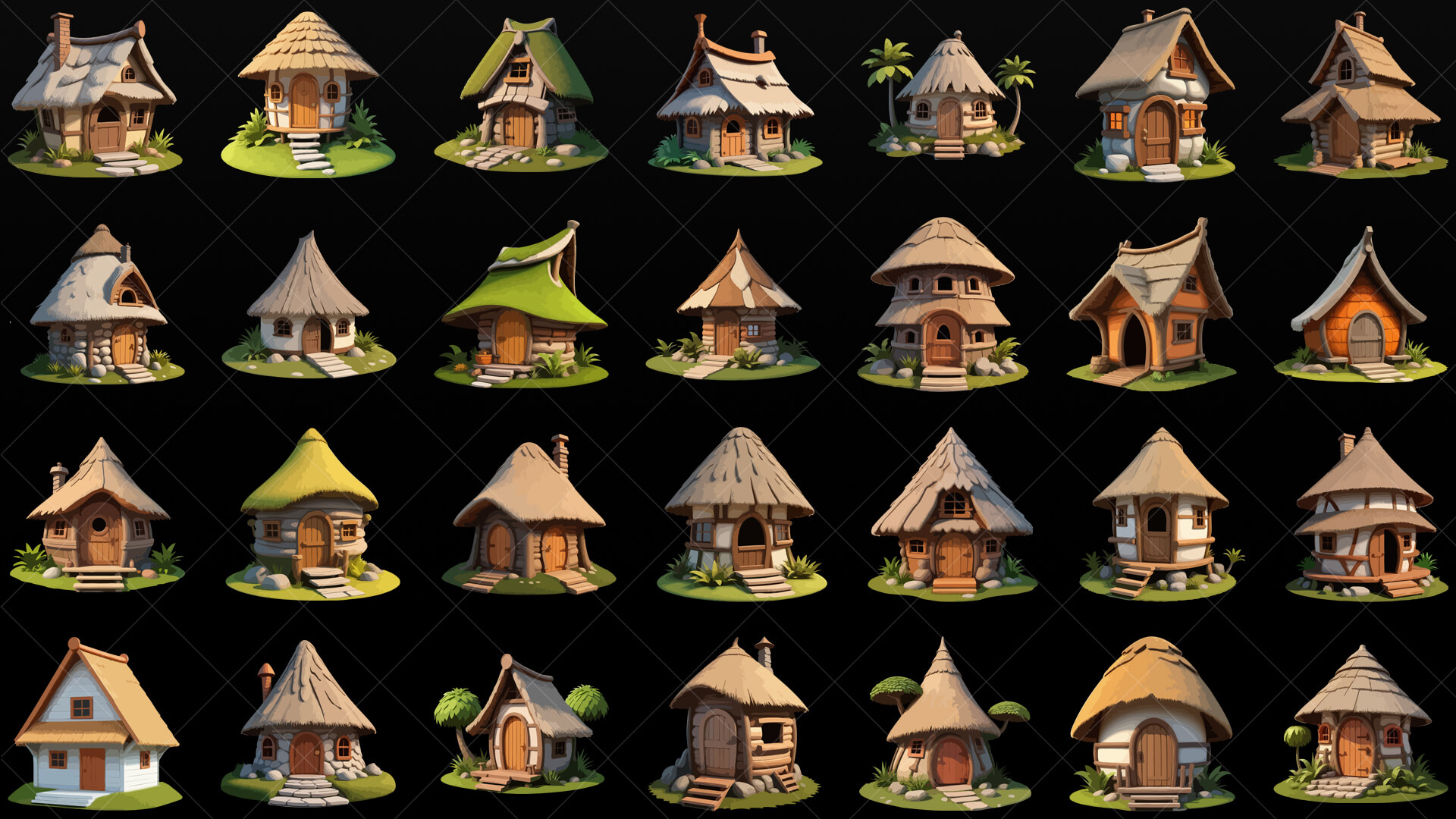 100 Transparent Stylized Fantasy Village Hut PNG & EPS - 2D Game Asset ...