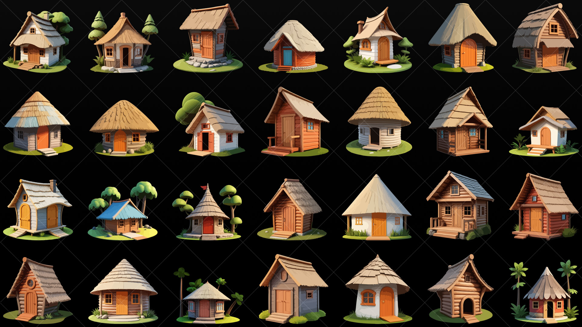 100 Transparent Stylized Fantasy Village Hut PNG & EPS - 2D Game Asset ...