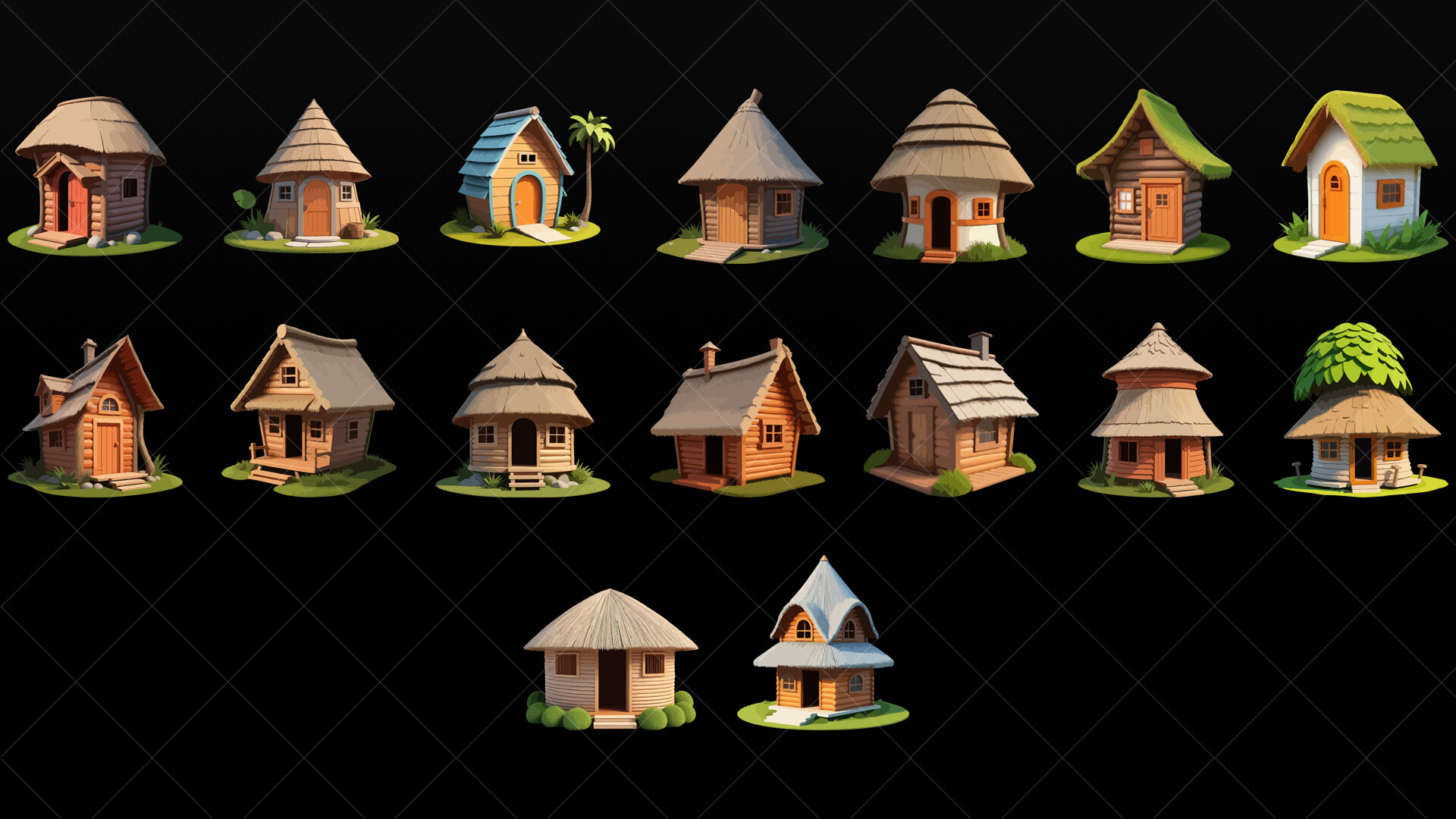 100 Transparent Stylized Fantasy Village Hut PNG & EPS - 2D Game Asset ...