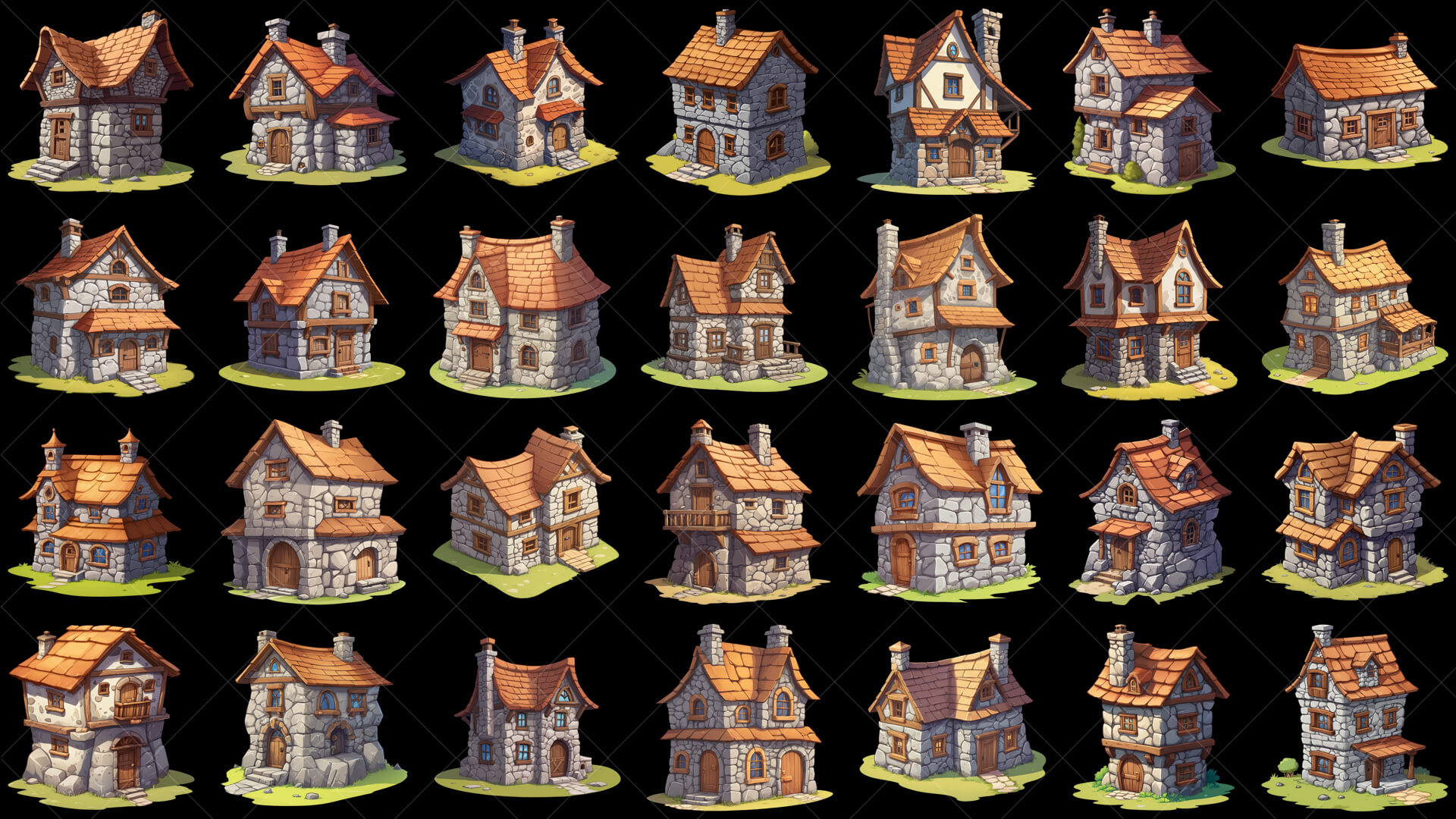 108 Transparent Stone House Home Hut Game Asset by cgsea