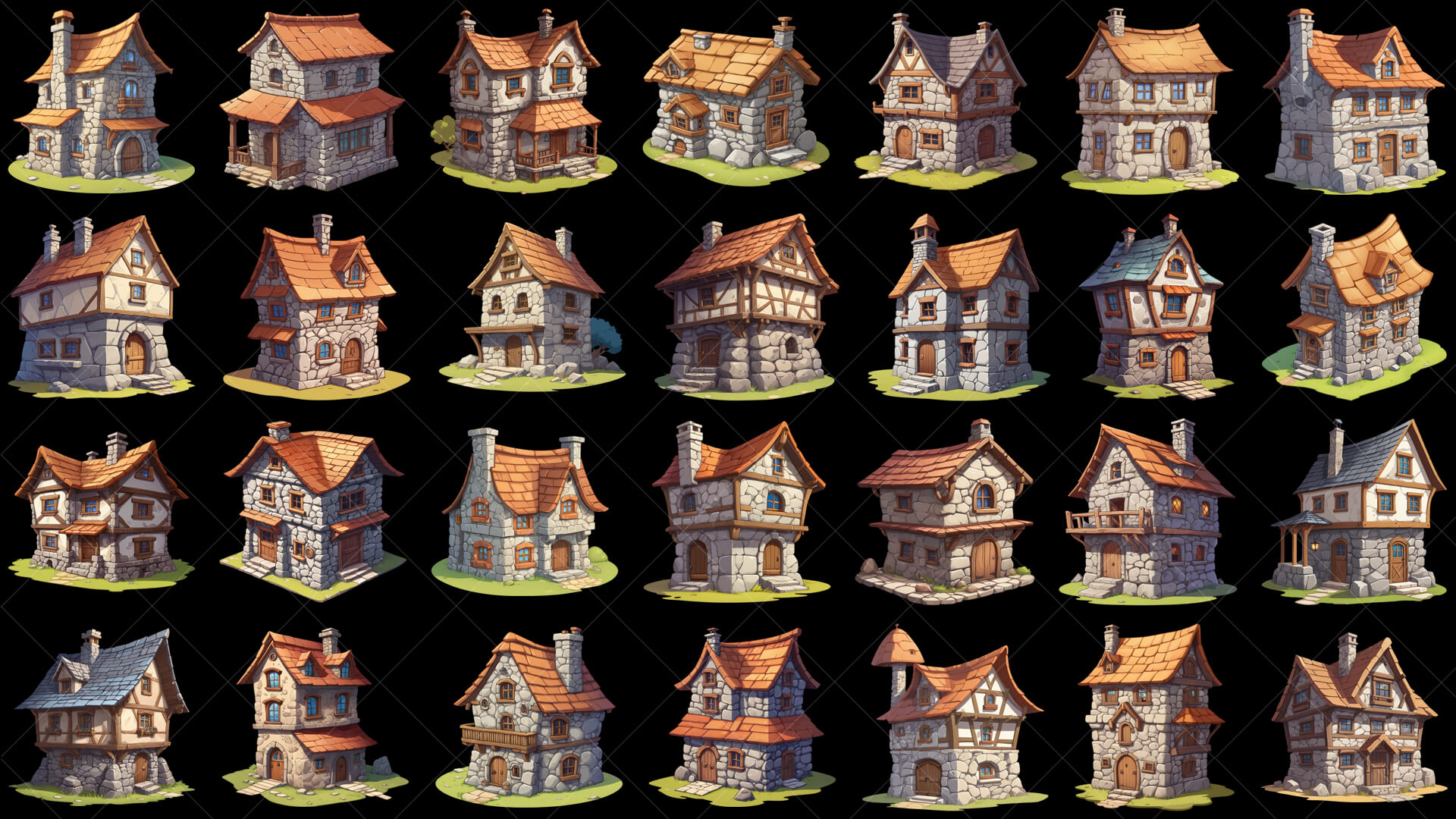 108 Transparent Stone House Home Hut Game Asset by cgsea