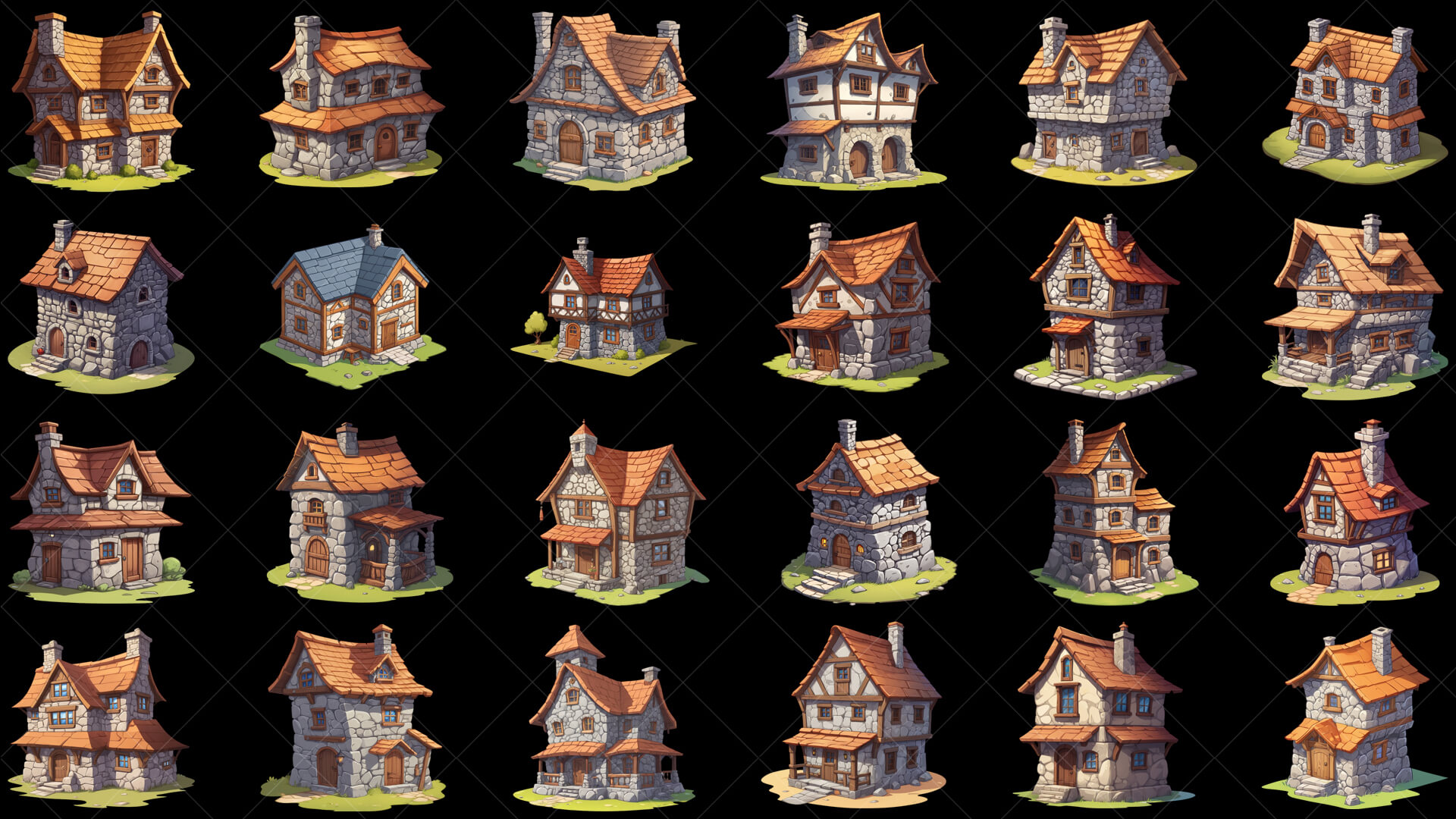 108 Transparent Stone House Home Hut Game Asset by cgsea