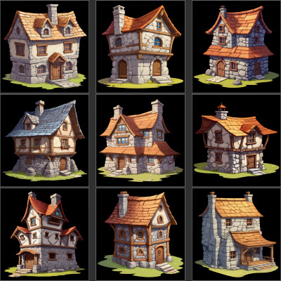 108 Transparent Stone House Home Hut Game Asset by cgsea